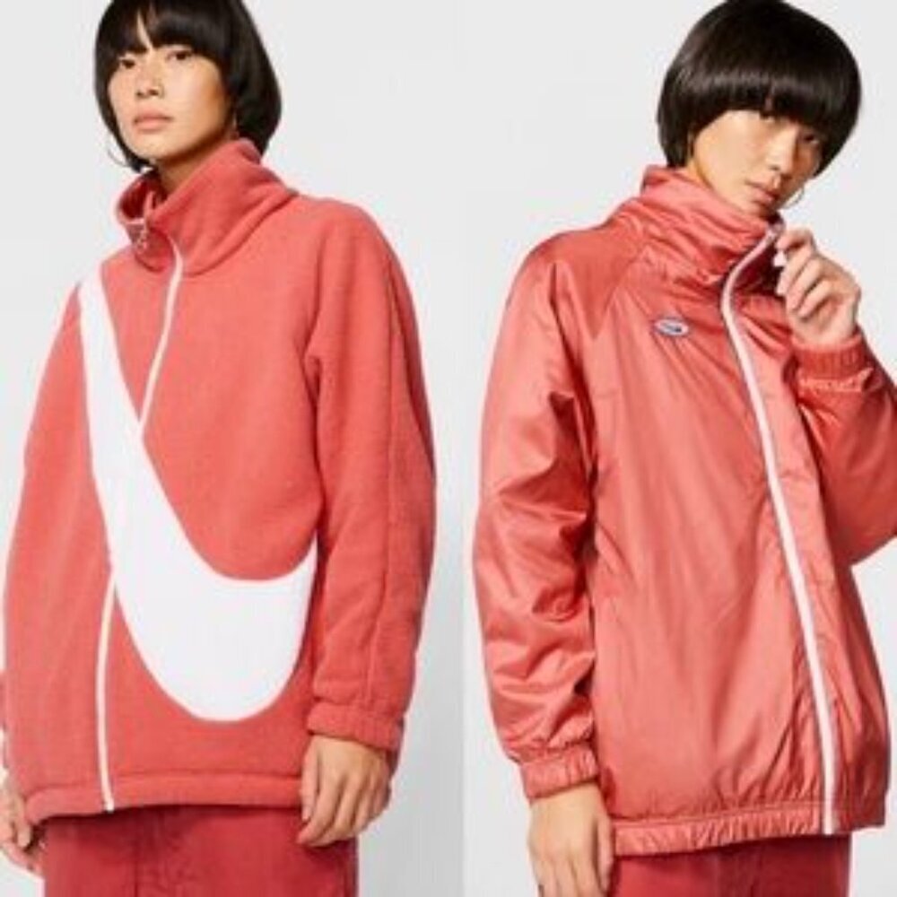 Nike Big Swoosh Reversible Sherpa Jacket - Redwood - Gem